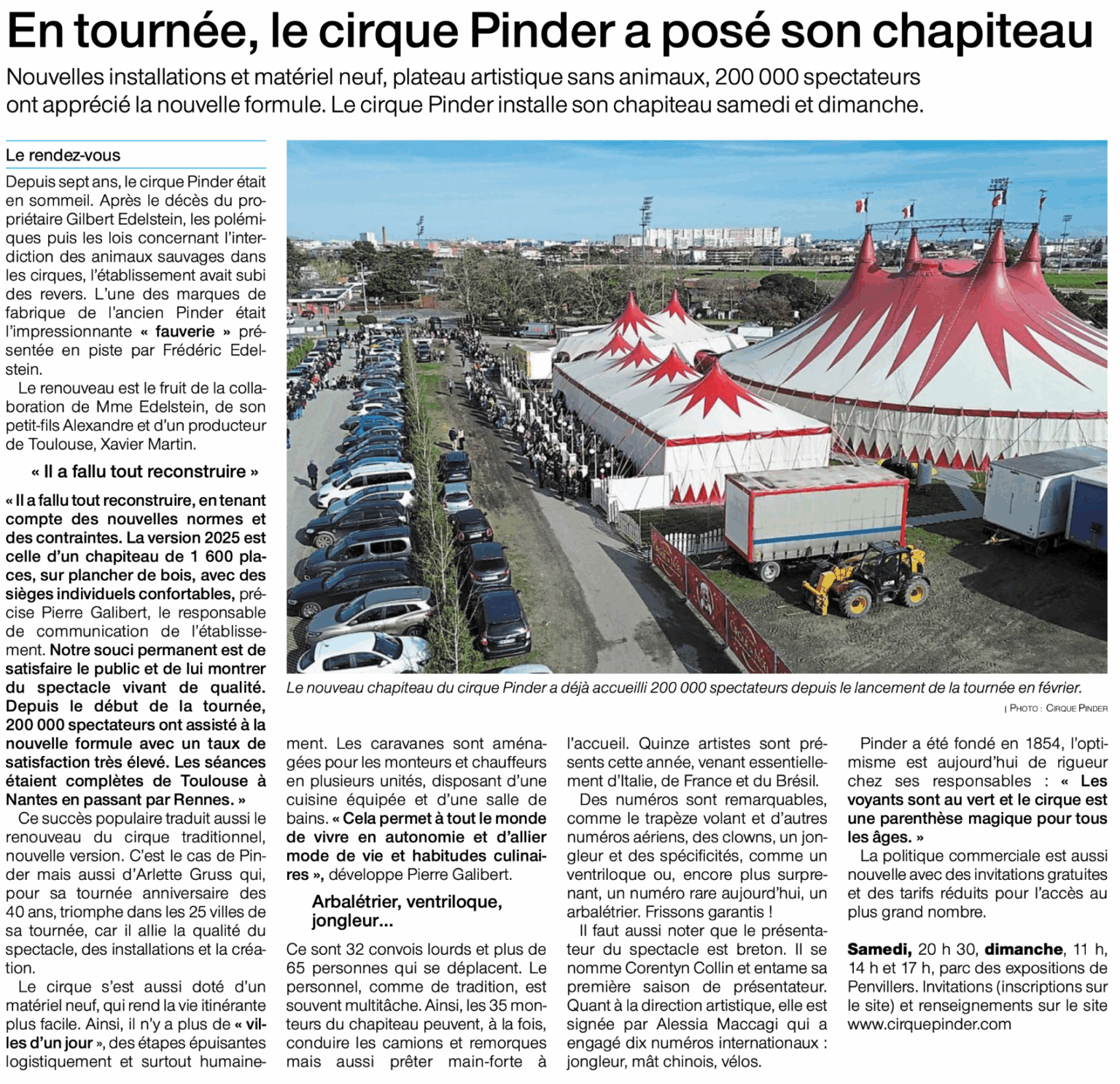 Presse - Cirque PINDER